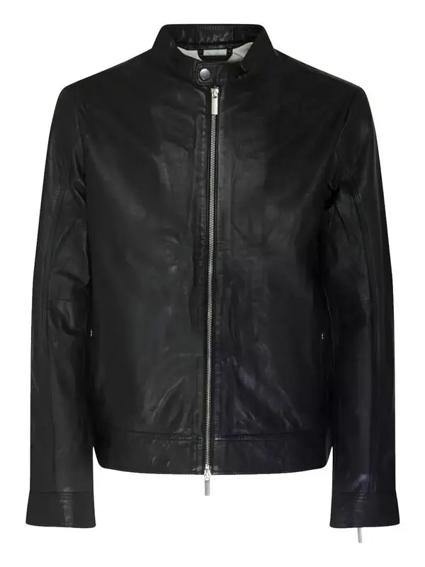 SELECTED Zip-fastening Leather Jacket - Black