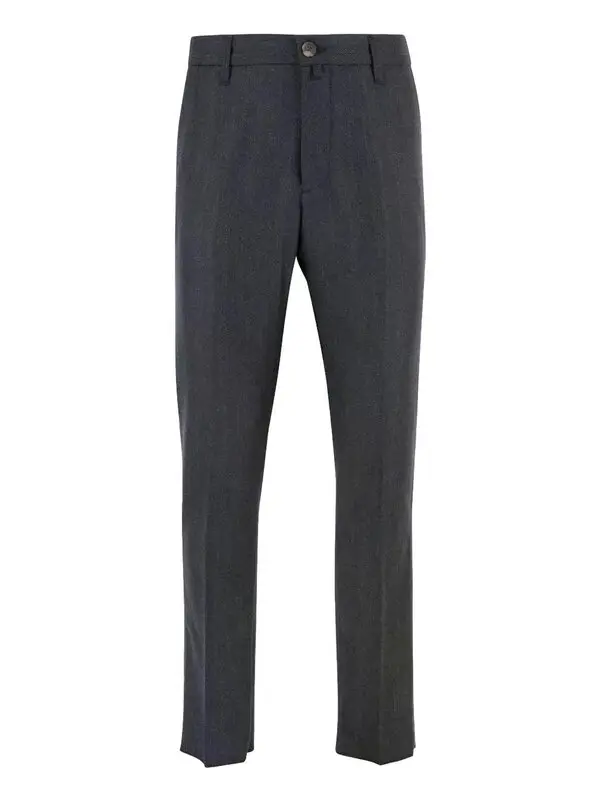 Jacob Cohen Herringbone Virgin Wool Trousers - Blue
