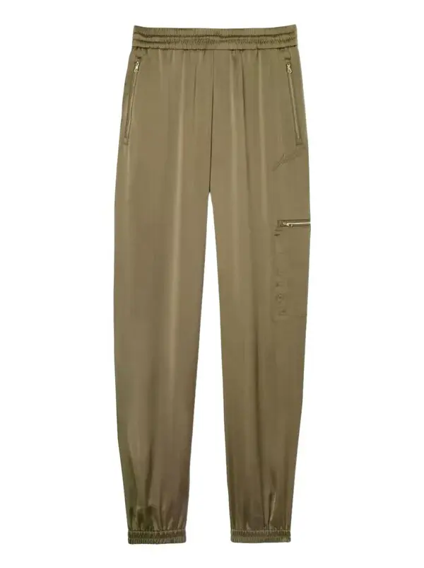Lacoste Satin Trousers With Zip Pockets - Green