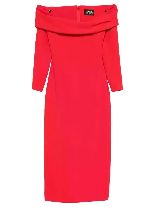 Solace London Yuni Off-shoulder Midi Dress - Red