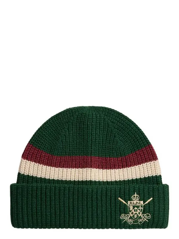 Ralph Lauren Embroidered Rib-knit Wool Beanie - Washed Forest