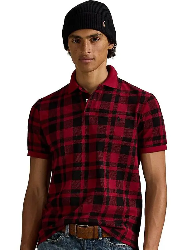 Ralph Lauren Classic Fit Plaid Mesh Polo Shirt - Edged Overcheck   Holiday