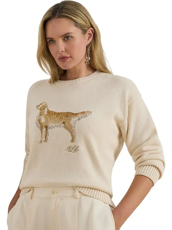 Ralph Lauren Intarsia-knit Golden Retriever Sweater - Mascarpone Cream