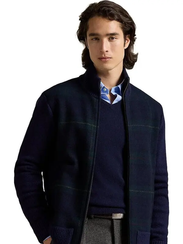 Ralph Lauren Polo Tartan Full-zip Sweater - Hunter Navy