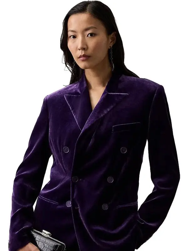 Ralph Lauren Ansley Stretch Velvet Jacket - Aubergine