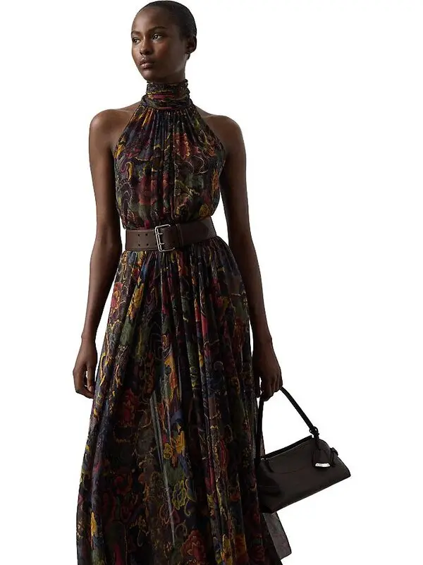 Ralph Lauren Kylee Paisley Crinkle Chiffon Day Dress - Multi