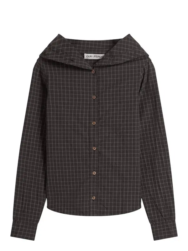 Our Legacy Kaonashi Wide Neck Shirt - Black Faux Lumberjack Check