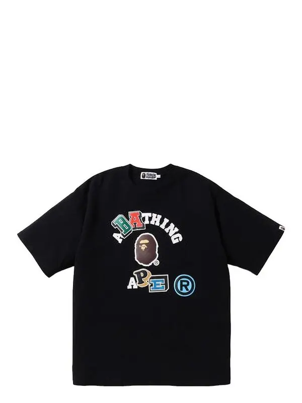 A BATHING APE Fonts Relaxed Fit Collage Heavy Weight Tee Shirt - Black