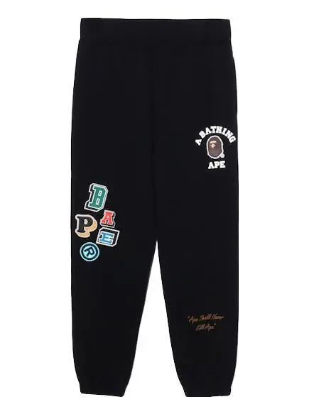 A BATHING APE Fonts Sweatpants - Black