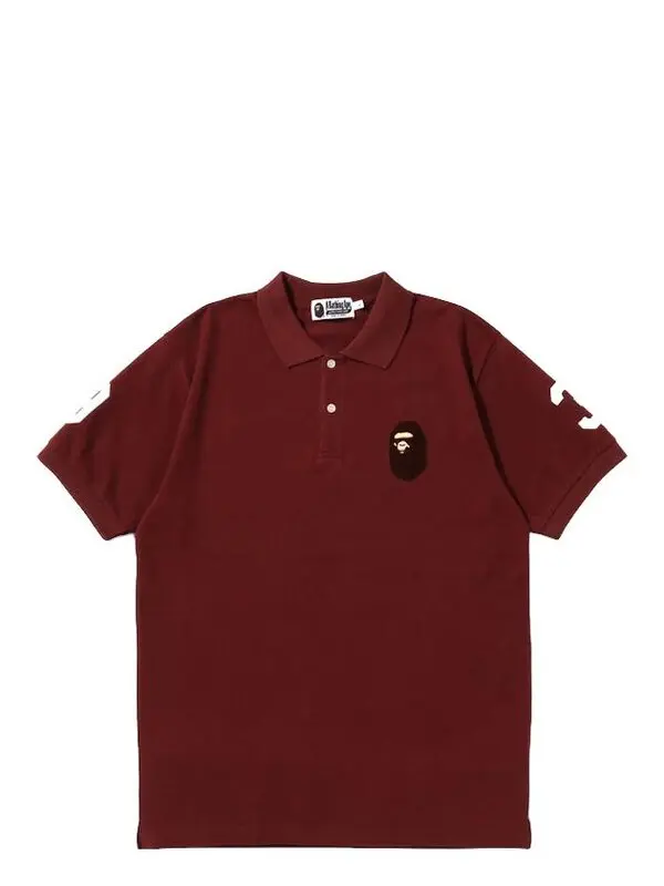 A BATHING APE Large Ape Head Polo Shirt - Burgundy Brown