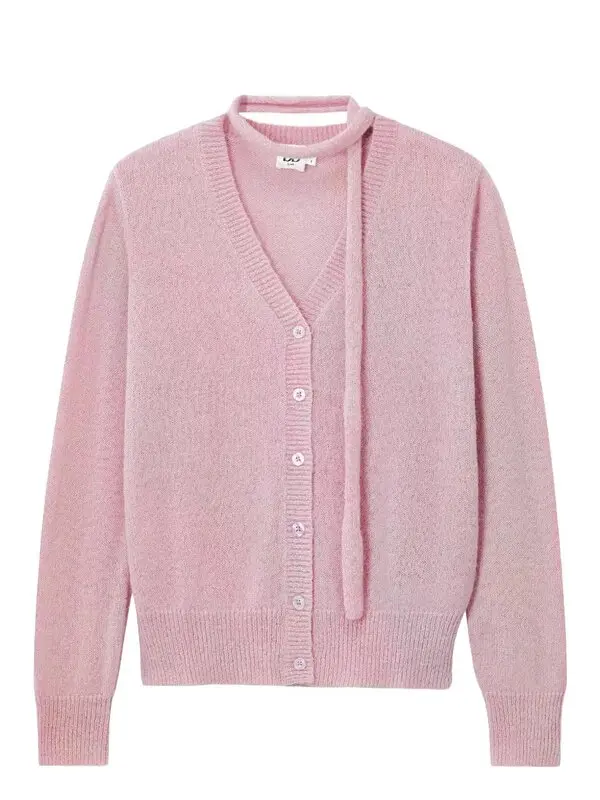 B+AB Tie-neck V-neck Cardigan - Pink