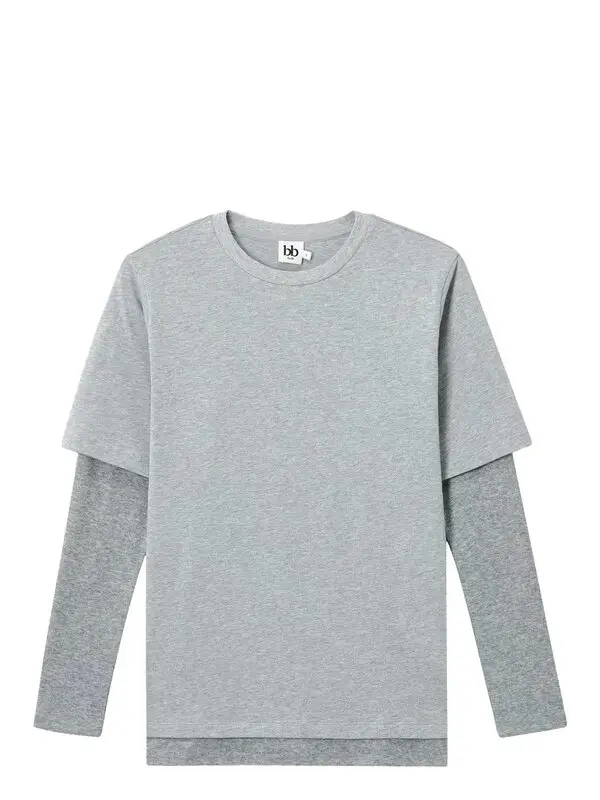 B+AB Layered Cotton T-shirt - Grey
