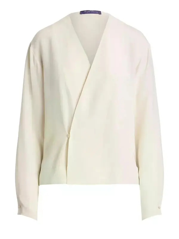 Ralph Lauren Wrap-front Long-sleeve Top - Neutrals