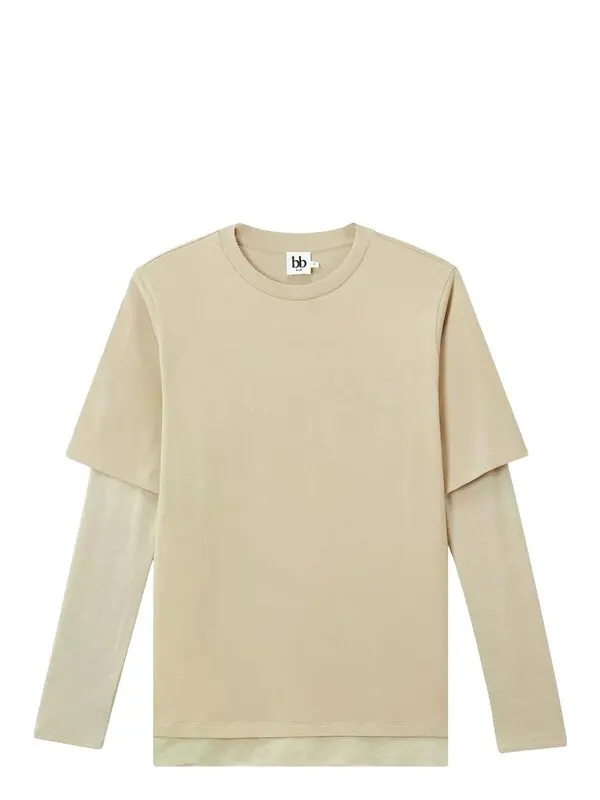 B+AB Layered Cotton T-shirt - Neutrals