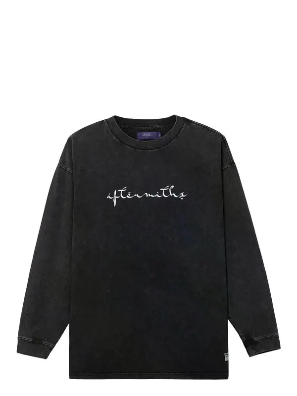 AFTERMATHS Dear-print Long-sleeve T-shirt - Black