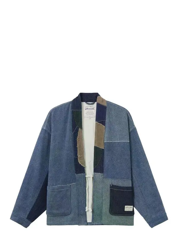 AFTERMATHS Patchwork Denim Jacket - Blue