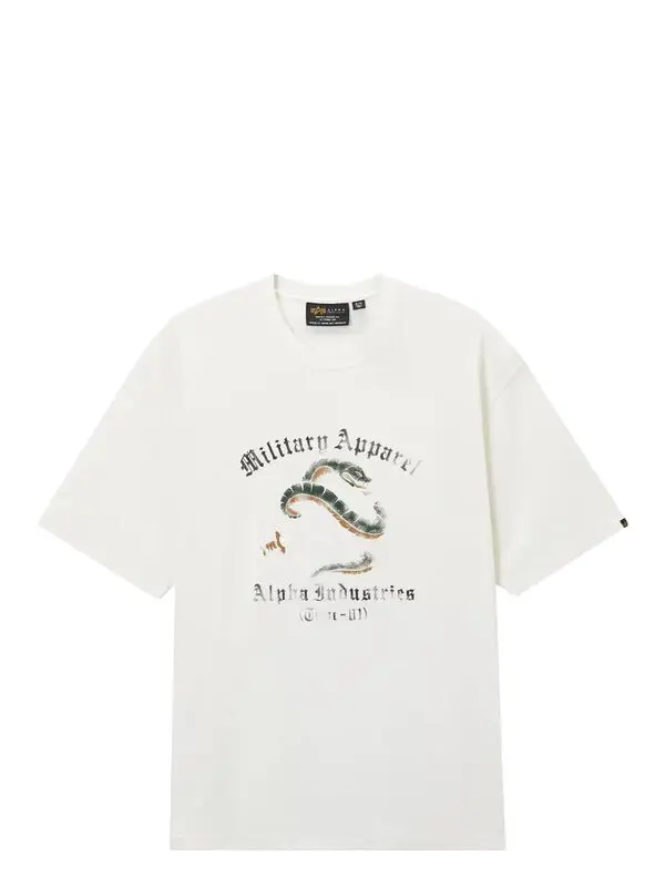 Alpha Industries Snake-graphic Cotton T-shirt - White