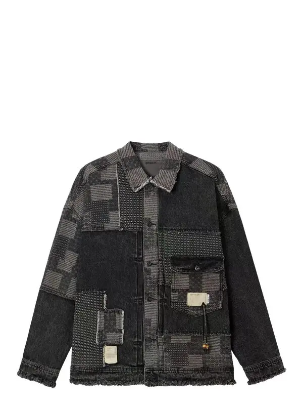 MUSIUM DIV. Patchwork Frayed-effect Shirt Jacket - Black