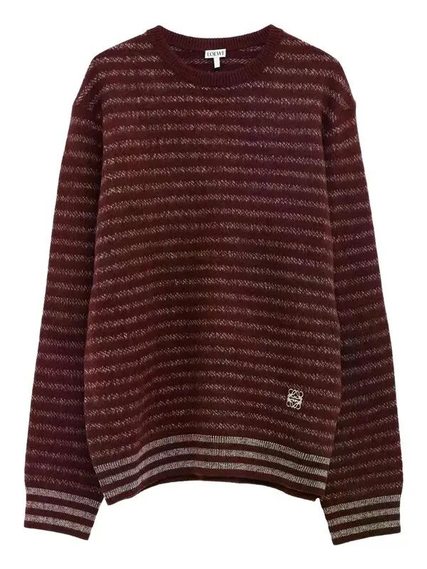 Loewe Striped Logo-embroidered Sweater - Brown