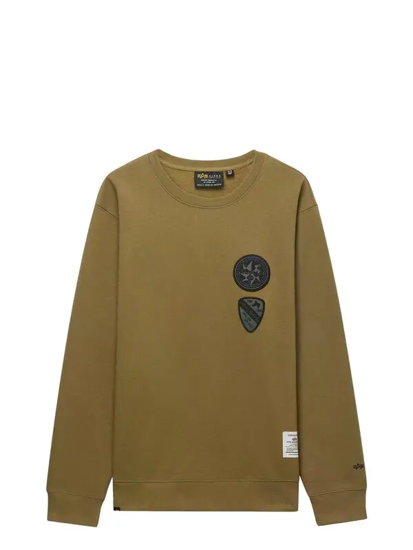 Alpha Industries Crew-neck Sweatshirt With Patch Pockets - Neutrals