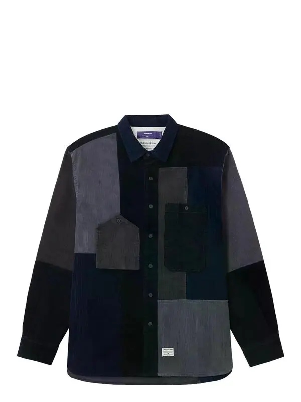 AFTERMATHS Patchwork Corduroy Shirt - Blue