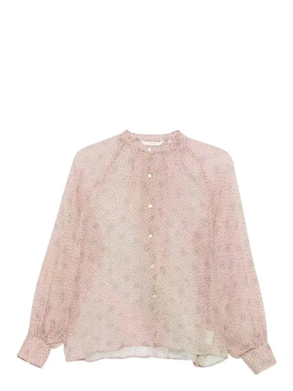 XACUS Triangle-print Buttoned Blouse - Pink