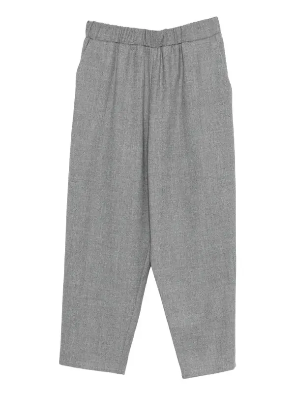 Dusan Elasticated-waist Wool Trousers - Grey