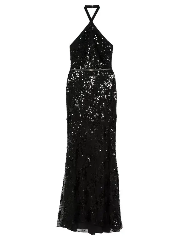 Elie Saab Halter-neck Sequin Embellished Dress - Black