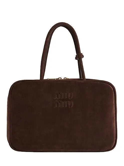 Miu Miu Beau Suede Top Handle Bag - Moro