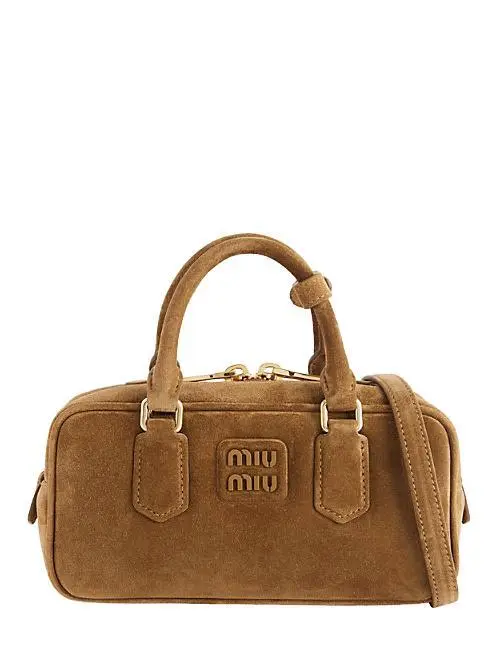 Miu Miu Small Suede Top Handle Bag - Oliva