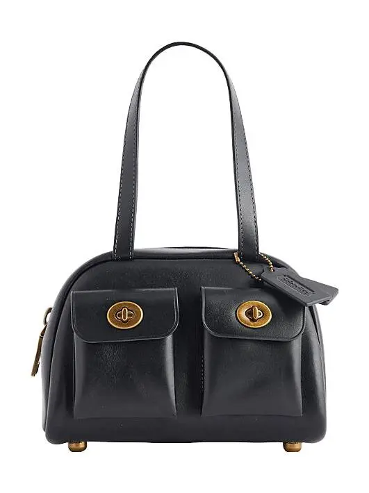 COACH® Twin Turnlock 20 Leather Shoulder Bag - B4/black