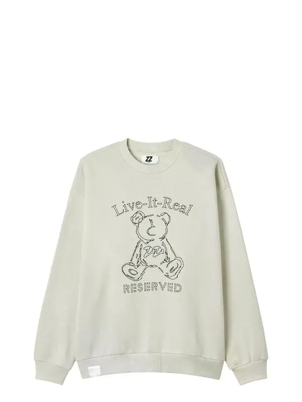 Izzue Teddy-embroidered Crew-neck Sweatshirt - Neutrals