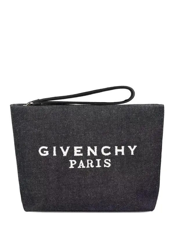 Givenchy Logo-print Denim Clutch - Black