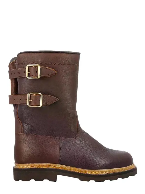 Paraboot Sanglier Double-buckle Leather Boots - Brown