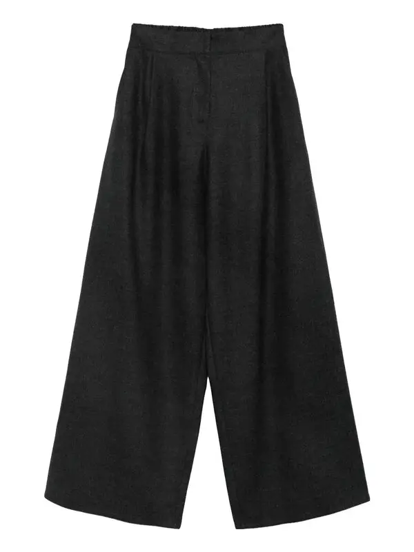 Dusan Wide Leg Wool Trousers - Grey