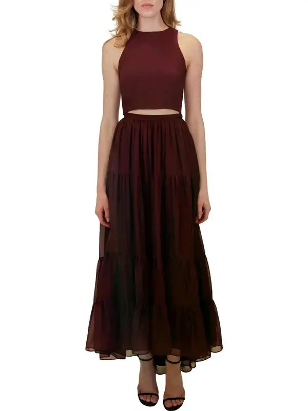 Azeeza Chiffon Tie Midi Skirt - Red