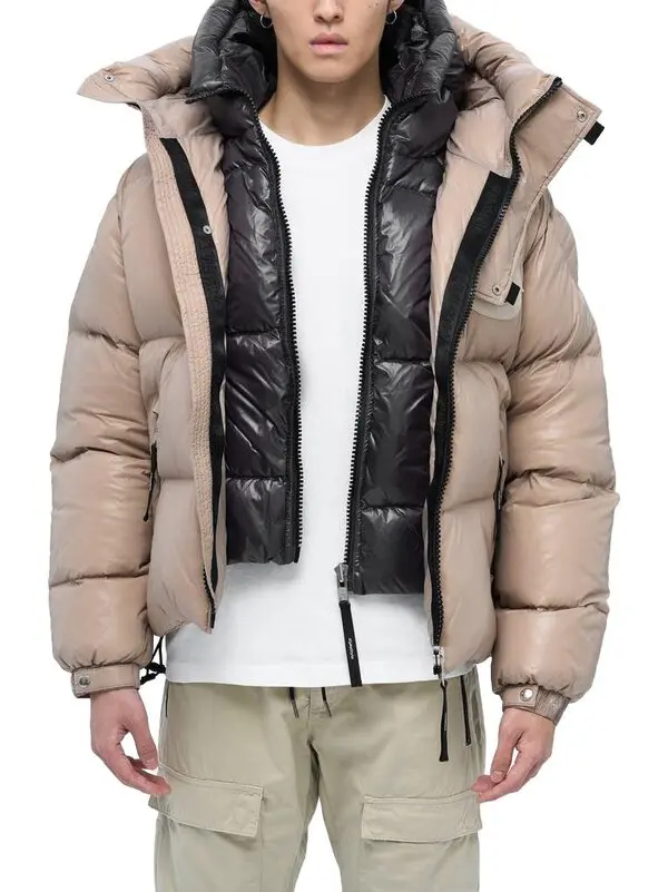 ALPHA STYLE Kudu Hooded Puffer Down Jacket - Khaki
