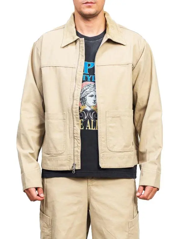 ALPHA STYLE Zip-up Workwear Jacket - Khaki