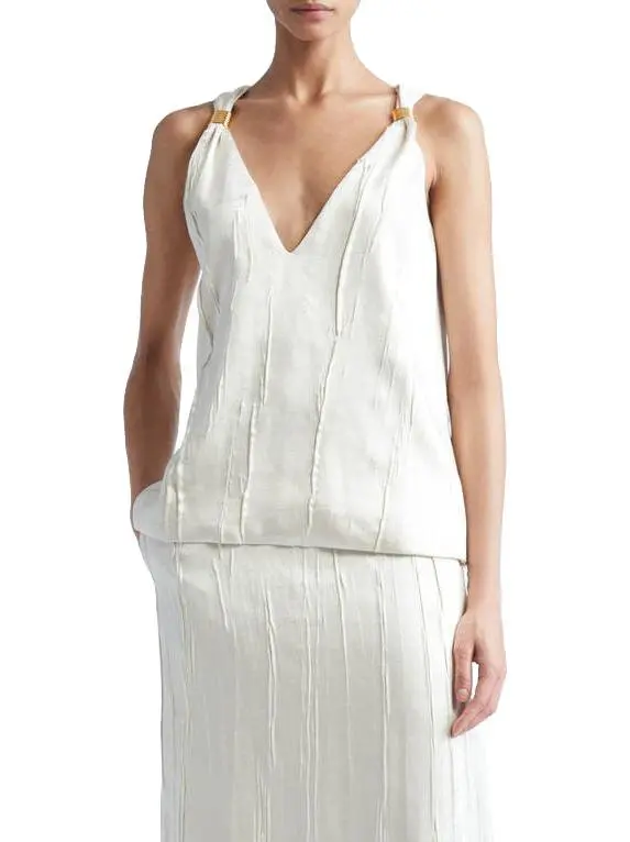 Brandon Maxwell The Drew Deep V-neck Satin Tank - Ivory