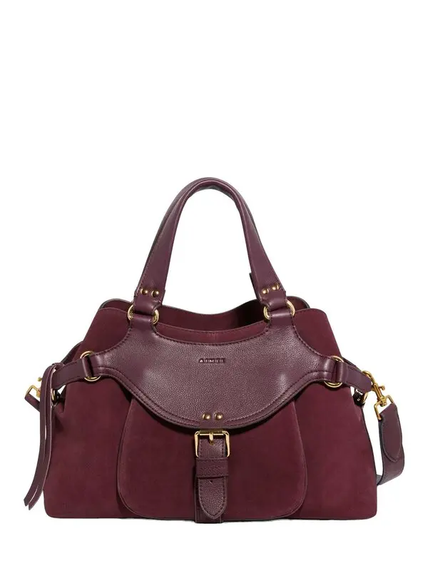 AIMEE Dash Large Leather Satchel - Cherry Suede