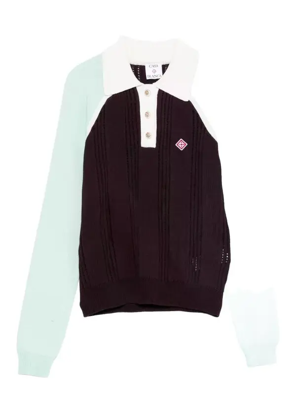 Casablanca Colourblock Polo Top - Red