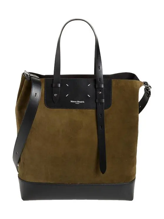 MAISON MARGIELA Leather Vertical Tote - Khaki/black