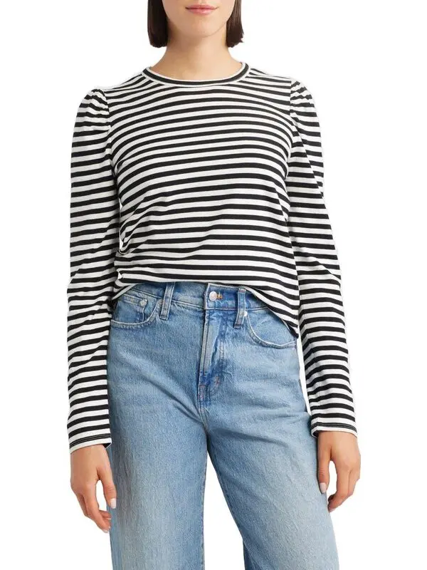 Madewell Striped Long Sleeve Puff Top - Lighthouse