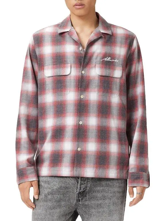 ALLSAINTS Shams Long Sleeve Button-up Shirt - Claret Red