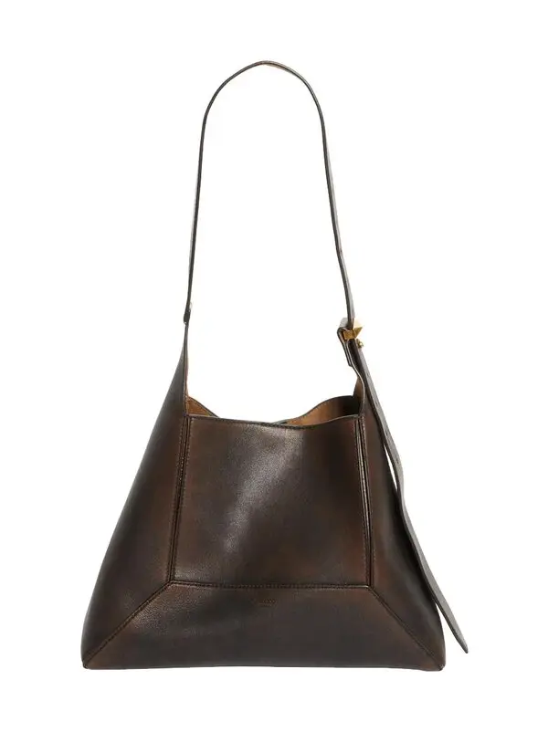 JIMMY CHOO Medium Diamond Leather Hobo Bag - Cognac/gold