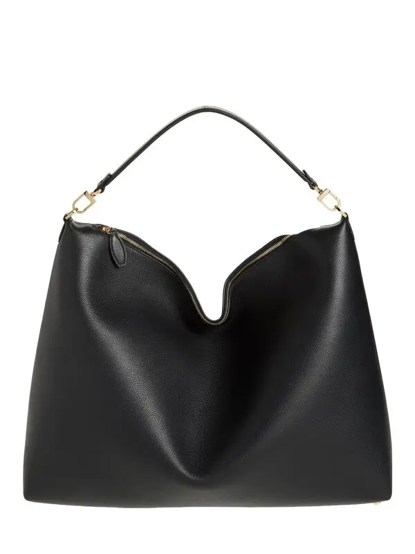 TOTEME Bevel Grained Leather Shoulder Bag - Black