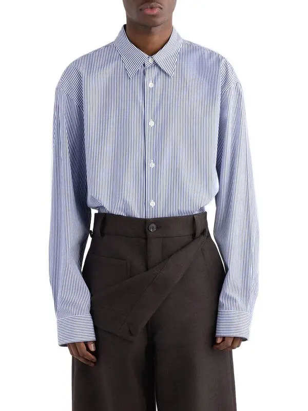 Dries Van Noten Croom Stripe Button-up Shirt - Navy