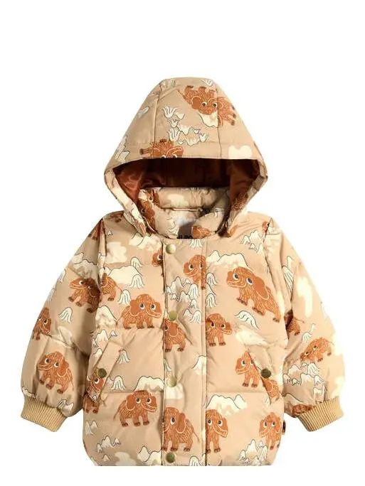 MINI RODINI Mammoth Print Puffer Coat - Beige