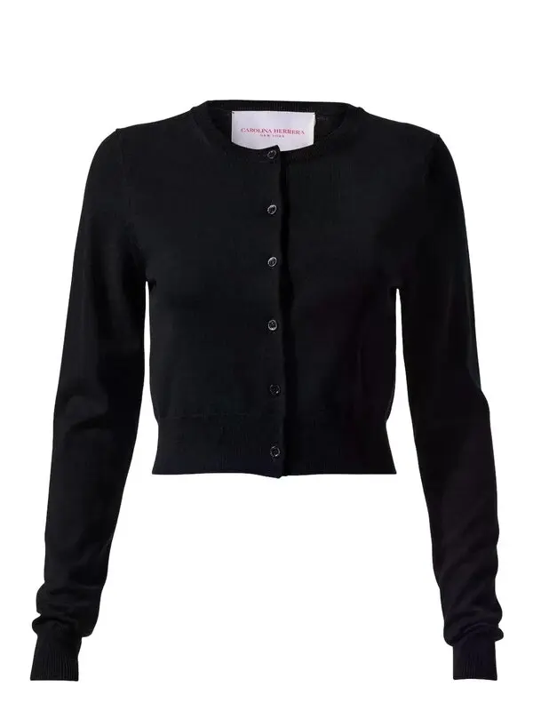Carolina Herrera Button-front Cropped Cardigan - Black