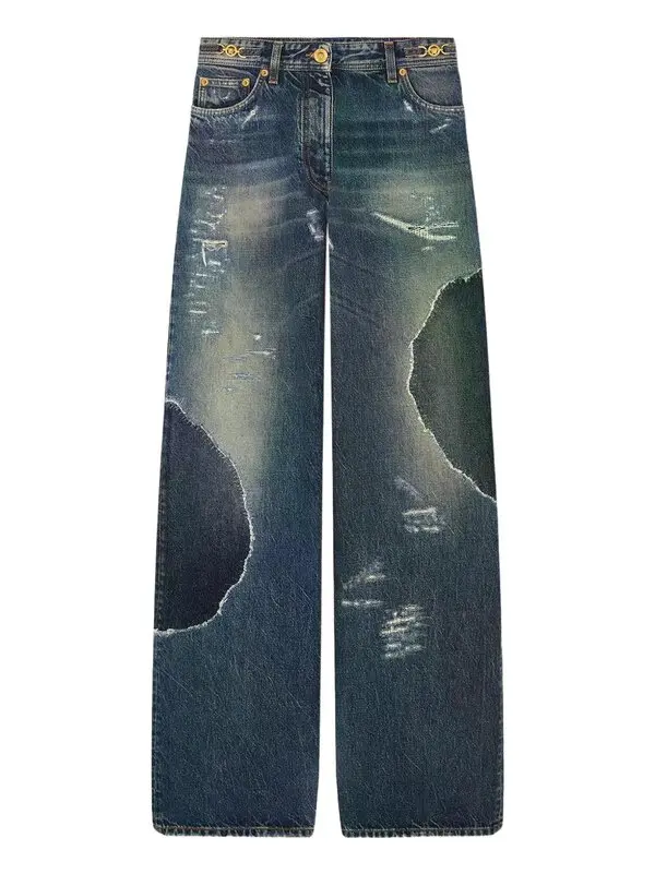 Versace Patchwork Distressed-effect Jeans - Blue